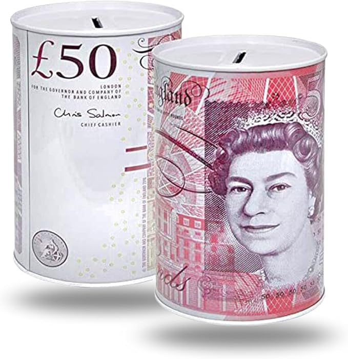50 Pound Notes Design Money Tin Box, Money Saving Tin Multicolor Coin ...