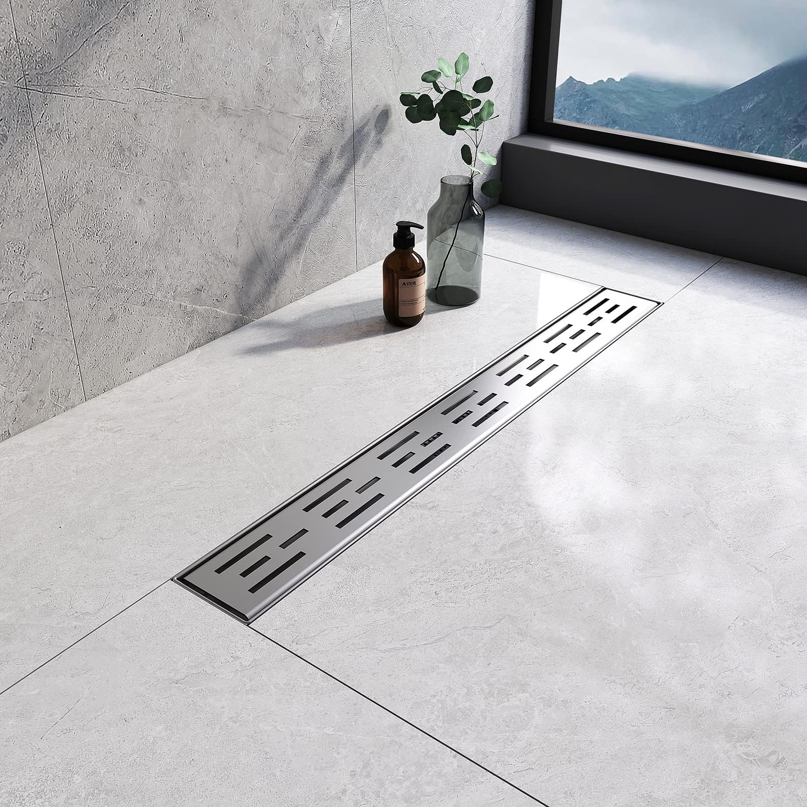 EMKE Linear Shower Drain 600mm, 304 Stainless Steel Floor Drain ...