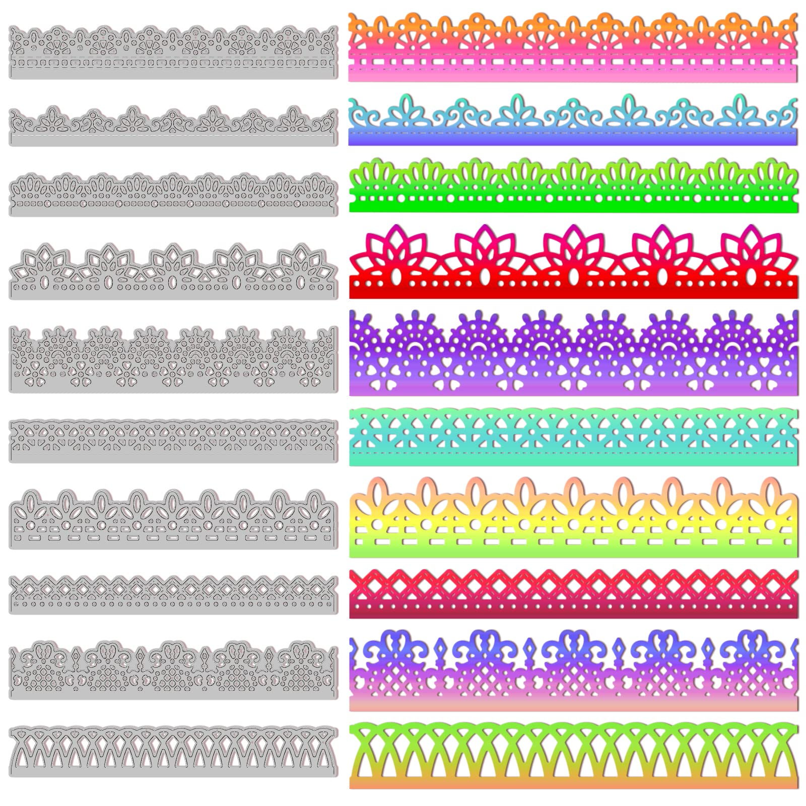 Amazon.com: INFUNLY 10PCS Lace Cutting Dies Lace Metal Embossing ...