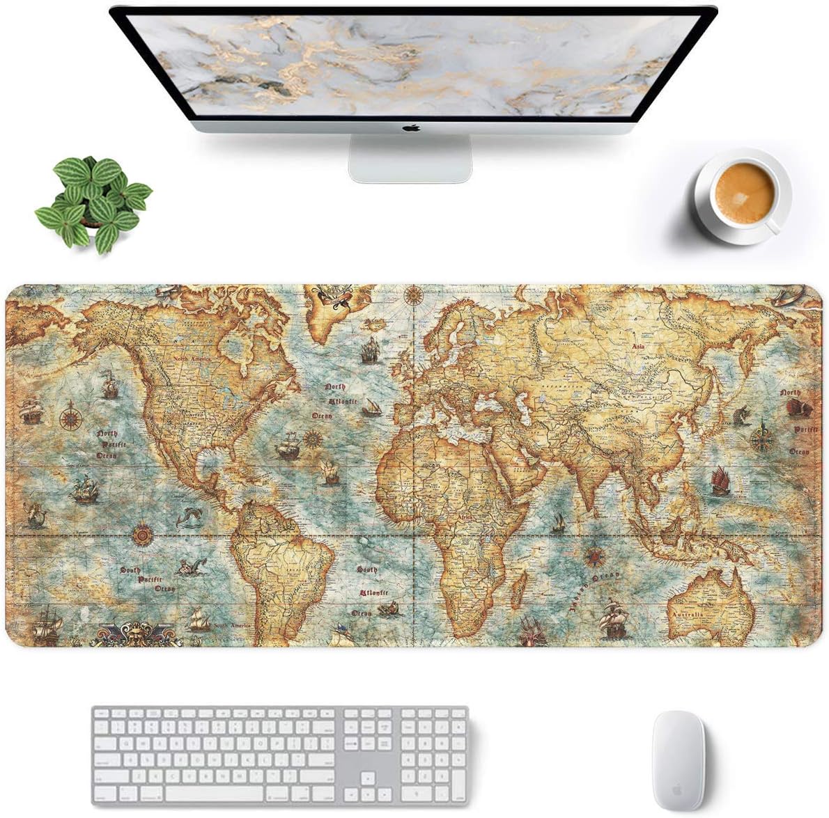 Amazon.com : Meikosks Desk Pad, World Map Gaming Mouse Pad,Computer ...
