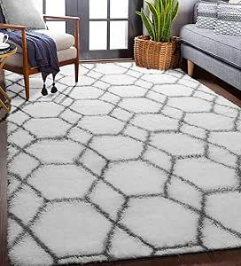 Amazon.com: ONASAR Area Rugs for Living Room, Washable 5x8 Fluffy White ...