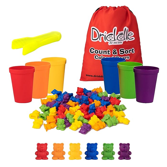 Buy Driddle Colorful Counting Bears with Matching Cups - 60 Bears ...