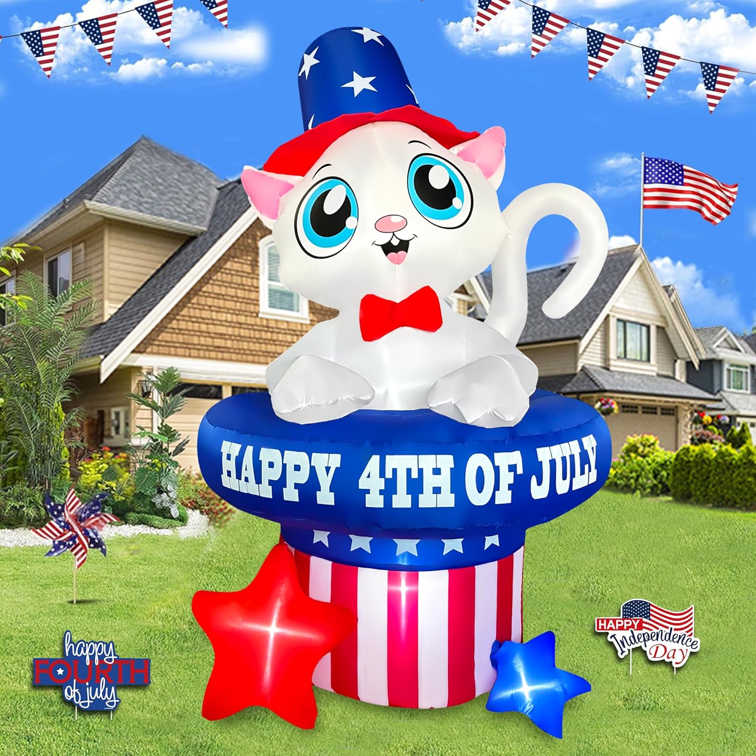 Amazon.com: JOYEASE 5 FT Patriotic Inflatable Cat 4th of July ...
