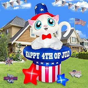 Amazon.com: JOYEASE 5 FT Patriotic Inflatable Cat 4th of July ...