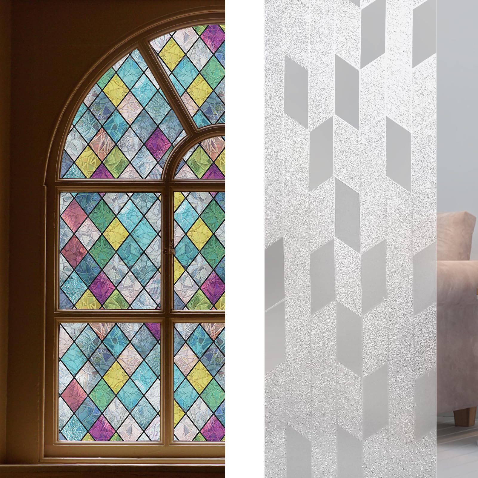 Amazon.com: FEOMOS Rainbow Stained Glass Film & Textured Window Film 17 ...