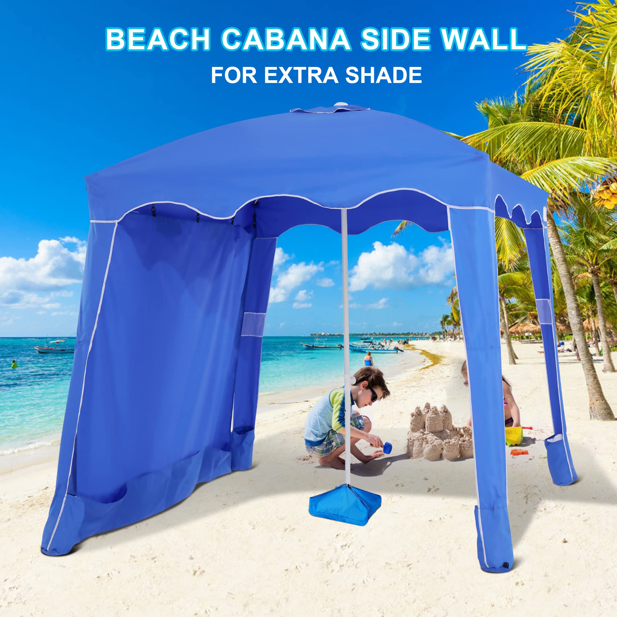 ROWHY 6.5x6.5ft Beach Cabana with Sand Anchor & Side Wall, Portable UV ...