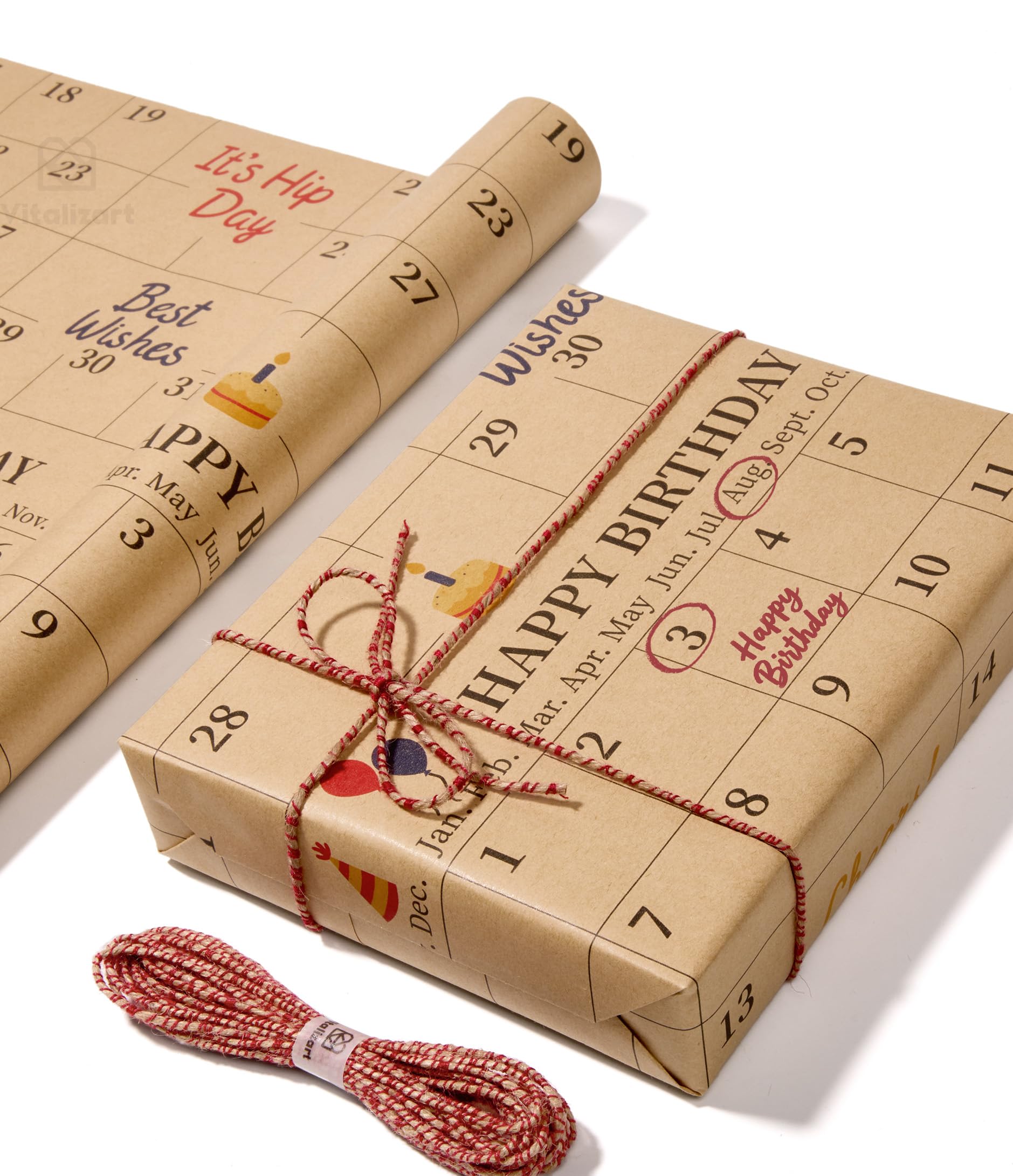 Snapklik.com : Vitalizart Write-On Calendar Birthday Wrapping Paper Set 17"
