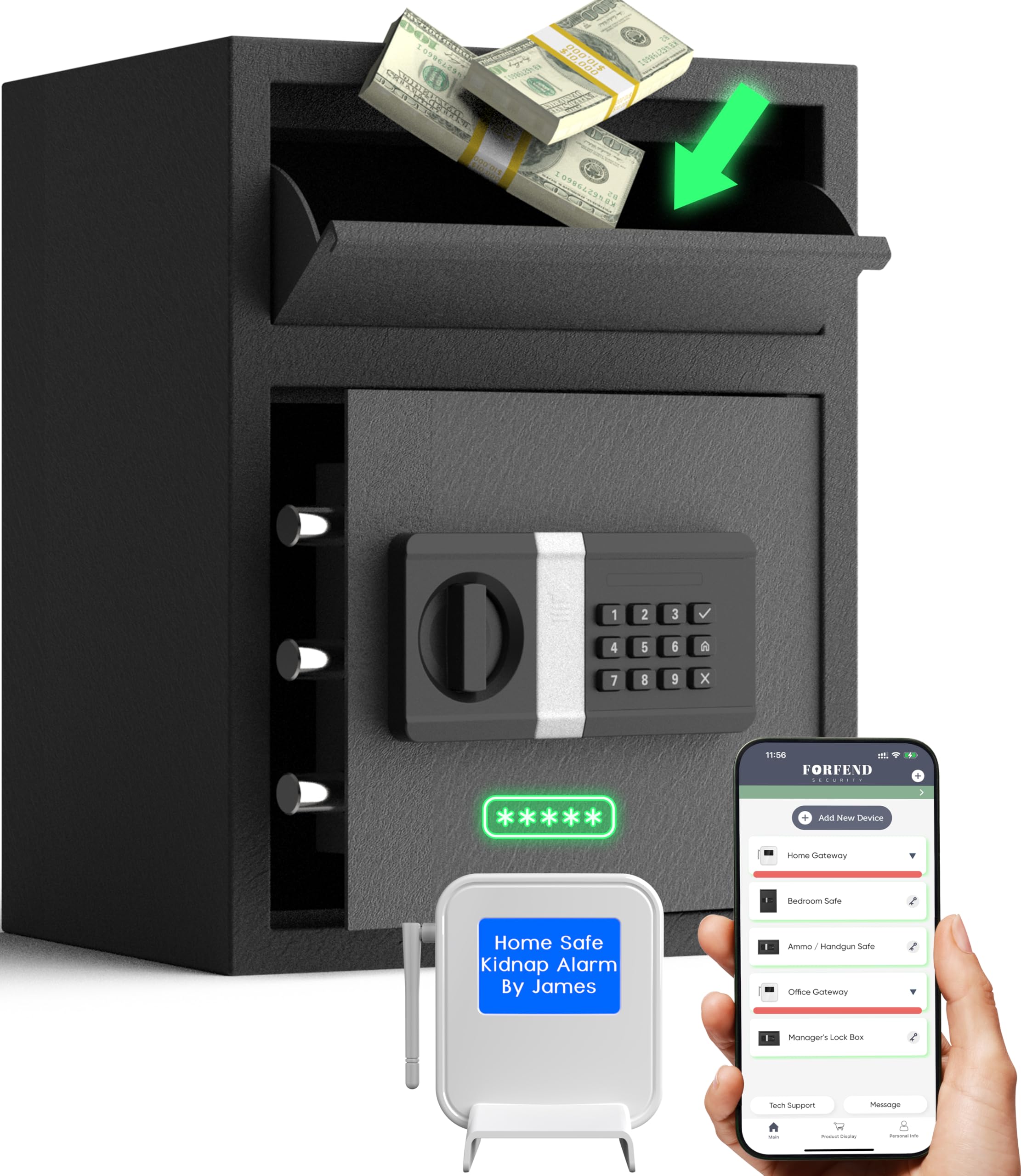 FORFEND Smart Home Safe | WiFi Safe Box App Lock/Alarm | Voice Command ...