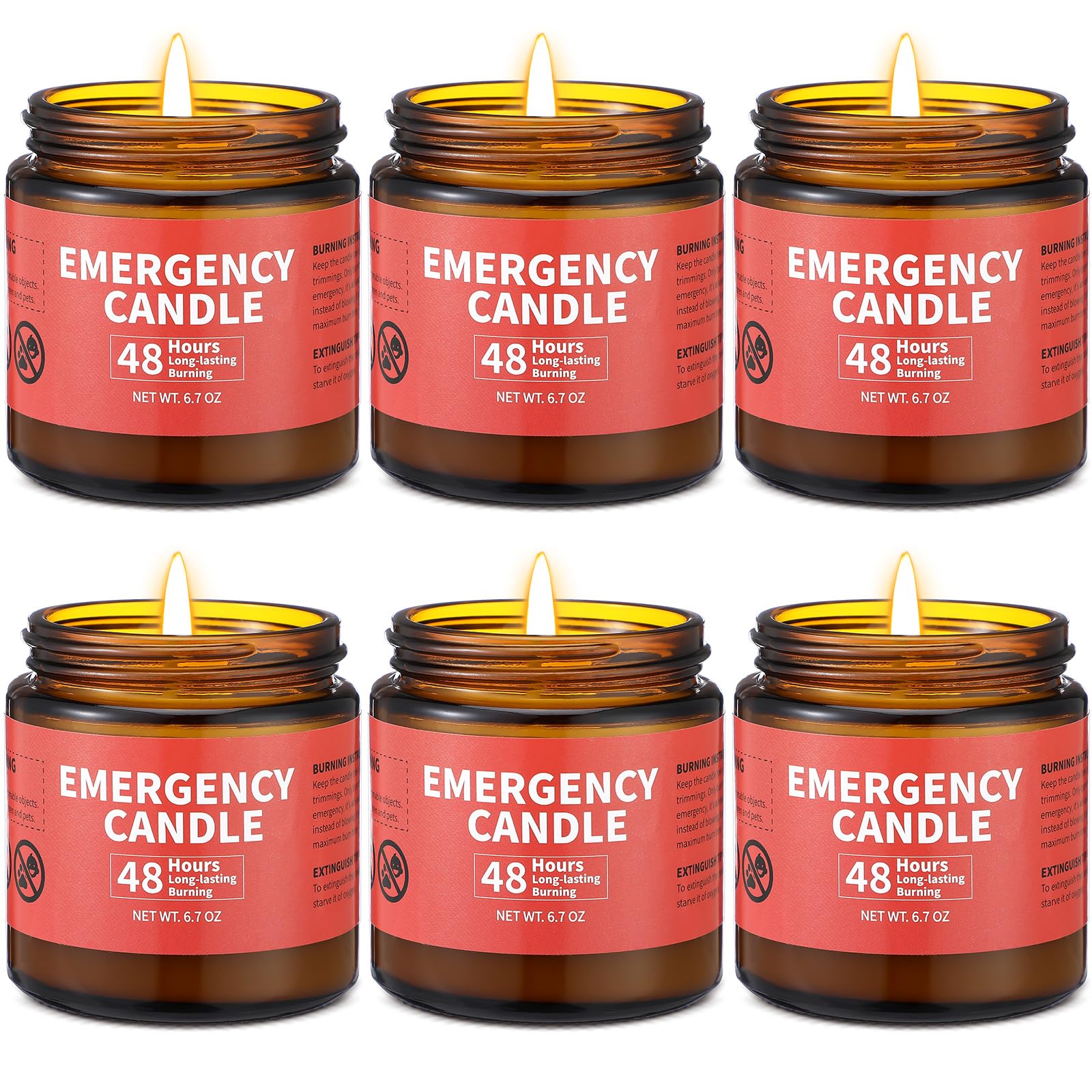 Amazon.com : Chuarry 6 Pack Emergency Candles for Power Outage 48 Hours ...