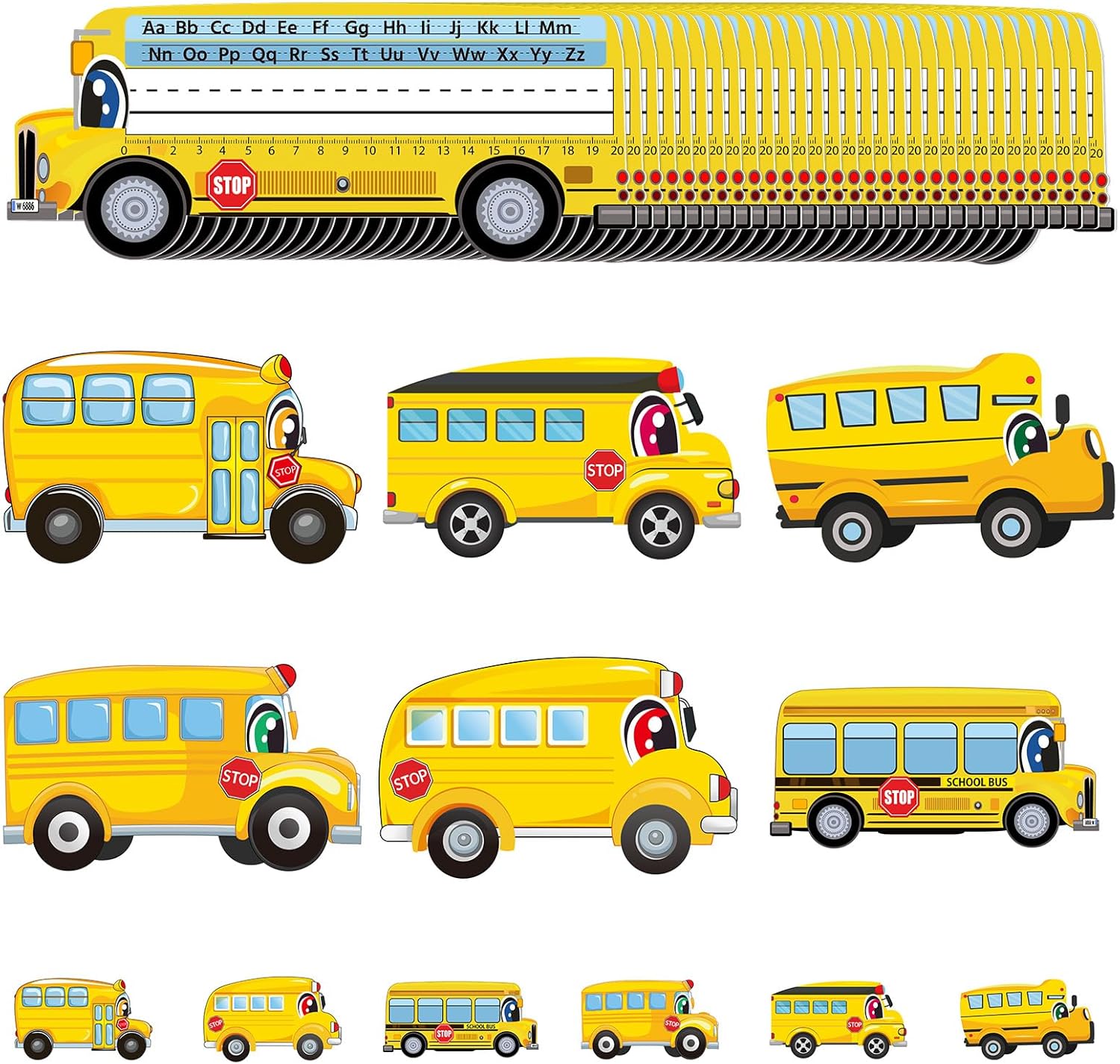 240 Pcs School Bus Cut-Outs Nameplates Stickers Yellow Bus Accents ...