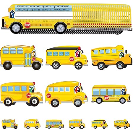 Amazon.com: 240 Pcs School Bus Cut-Outs Nameplates Stickers Yellow Bus ...