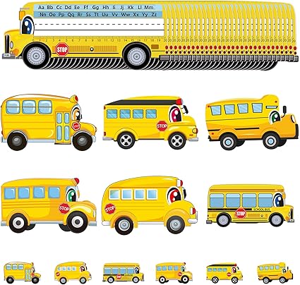 Amazon.com: 240 Pcs School Bus Cut-Outs Nameplates Stickers Yellow Bus ...