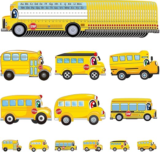 Amazon.com: 240 Pcs School Bus Cut-Outs Nameplates Stickers Yellow Bus ...