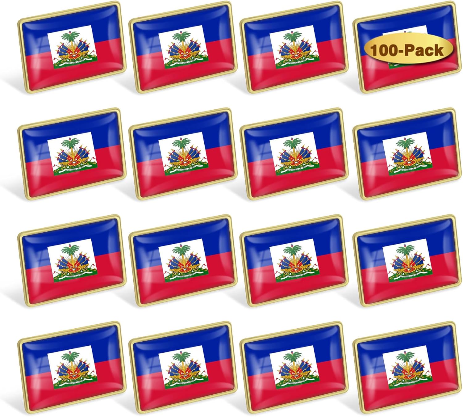 Amazon.com: 100/Pcs Haiti Flag Lapel Pins Bulk - Metal Haitian Brooch ...