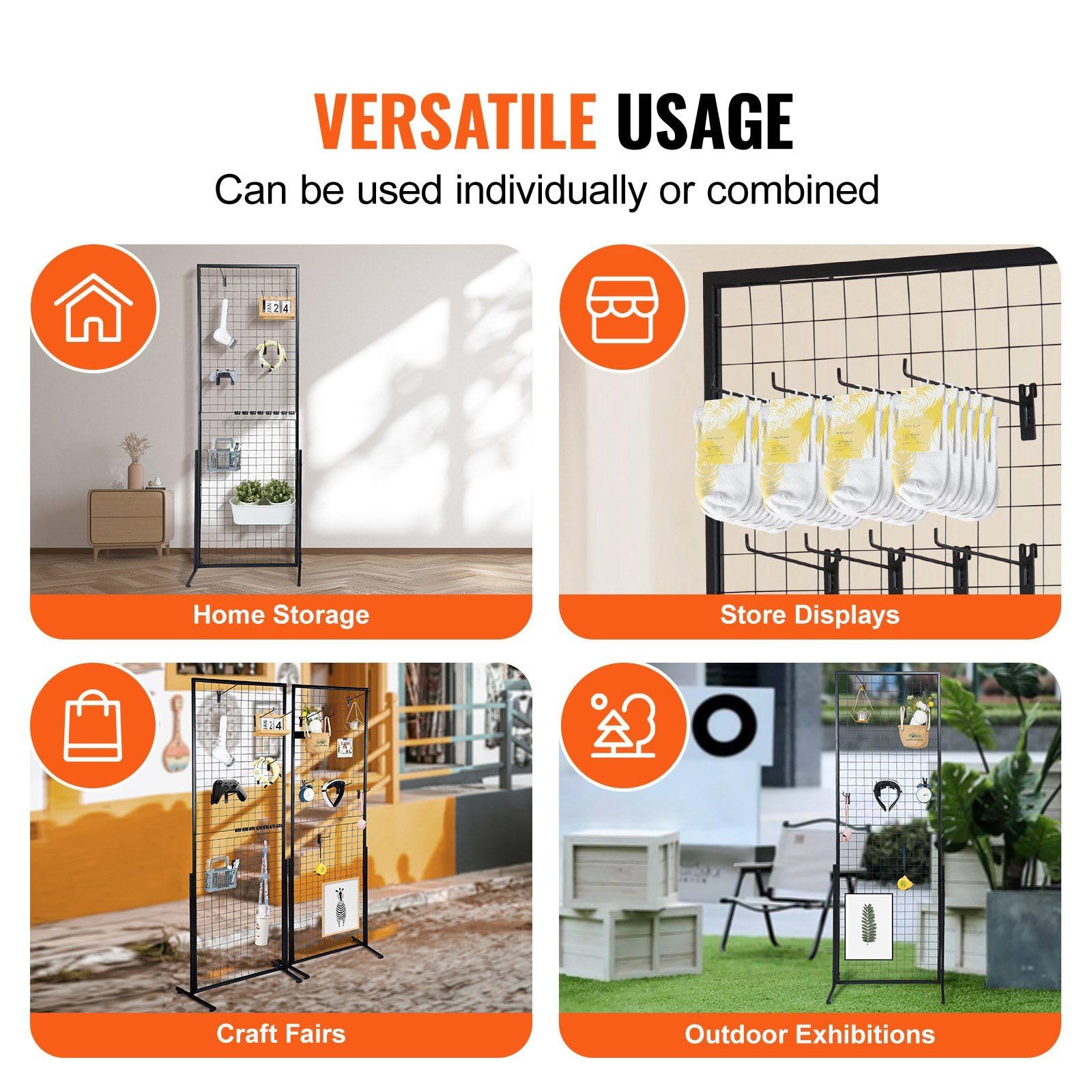 Gridwall Panels & Units VEVOR 2' X 5.6' Grid Wall Panels Tower, 2 Packs ...