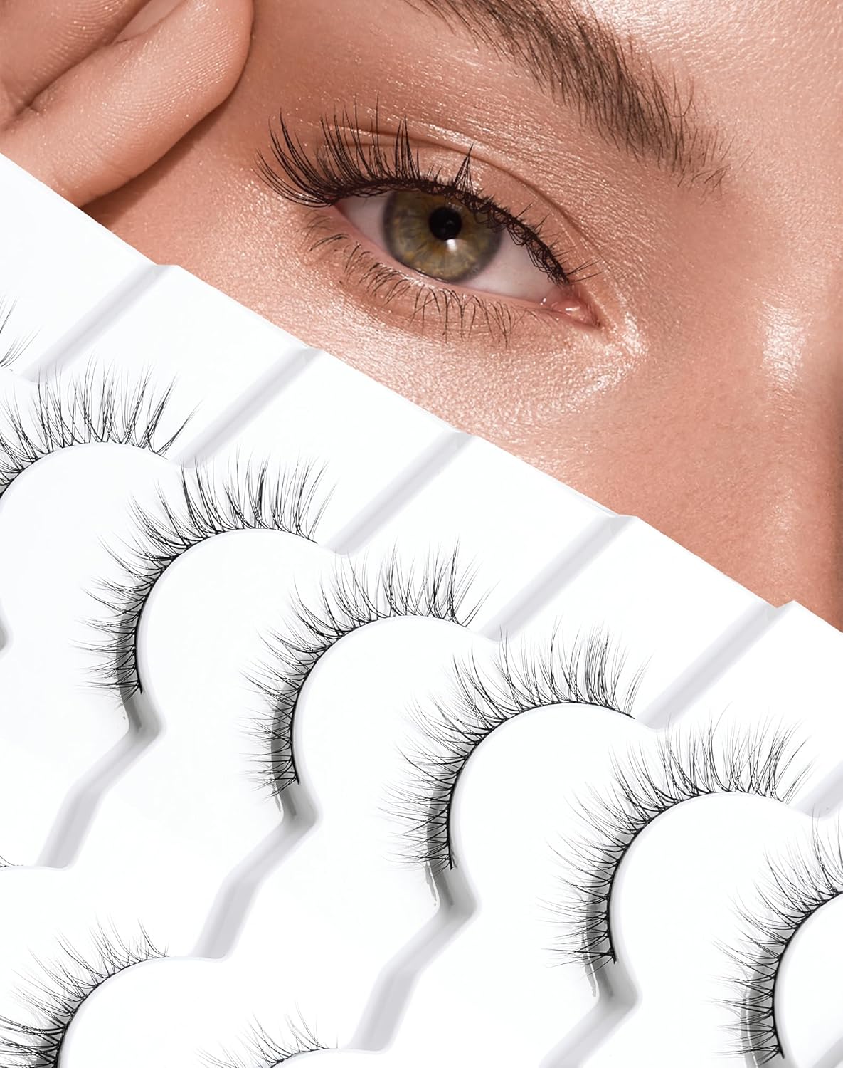 Amazon.com: Cat Eye Lashes Natural Look Wispy Foxy Eye Lashes Pack 3D ...