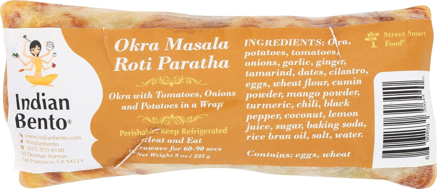 Amazon.com: Indian Bento, Roti Paratha Okra Masala, 8 Ounce : Grocery ...