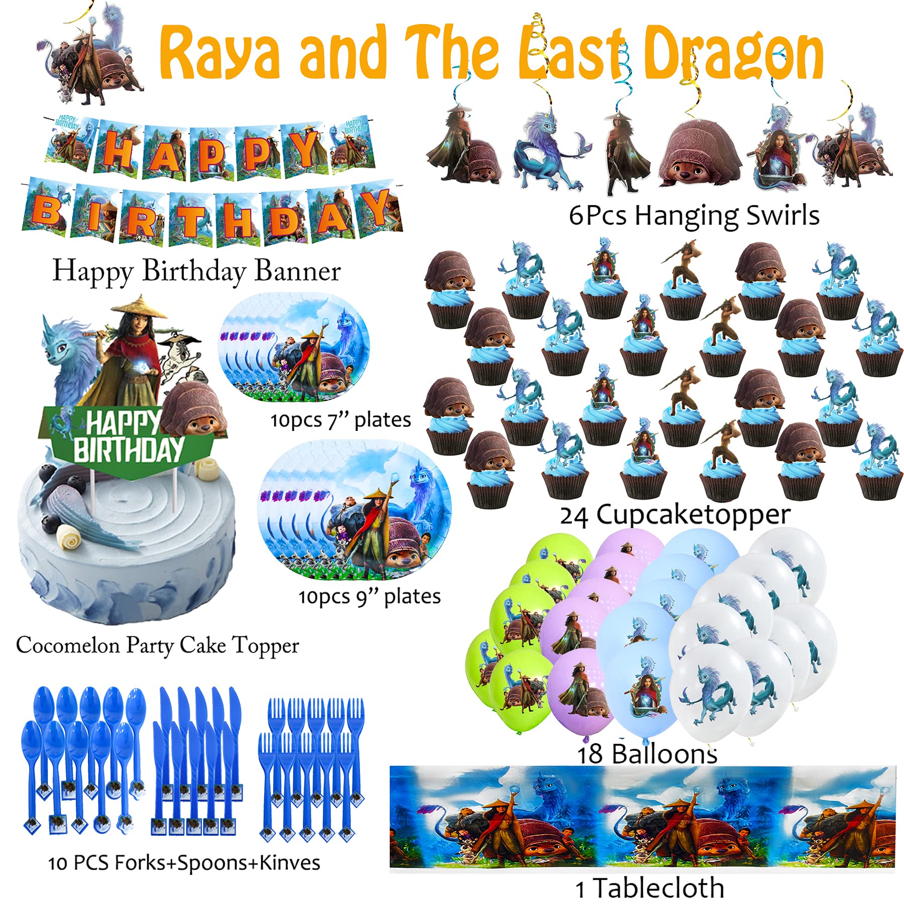 Raya and The Last Dragon Birthday theme Party Supplies and Decorations ...