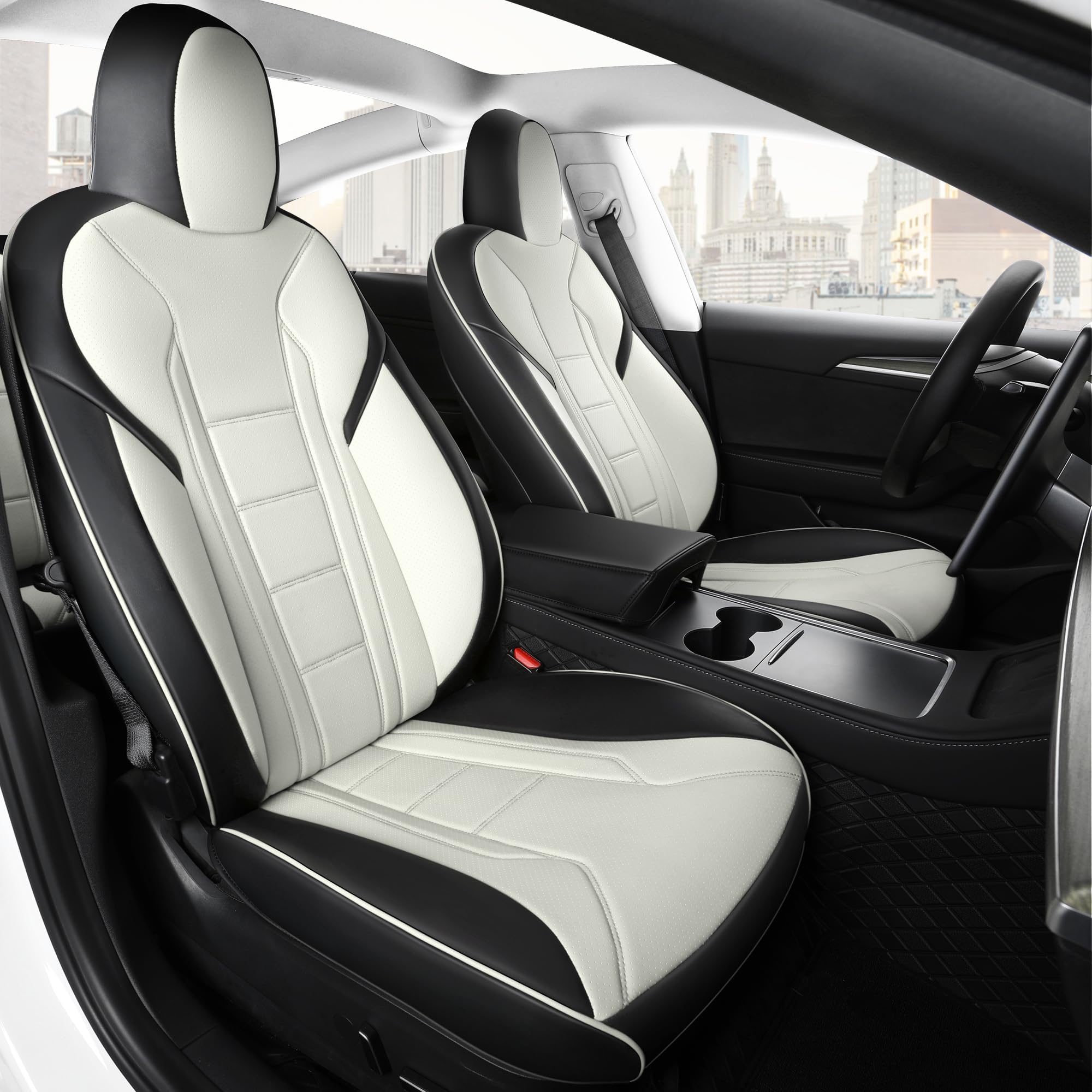 Amazon.com: FREESOO Tesla Model 3 Seat Covers 2023-2017 Leather Car ...