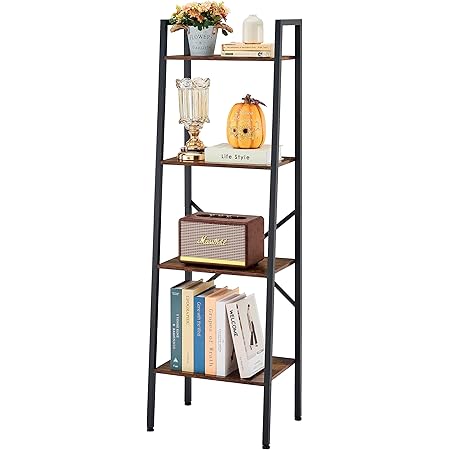 Amazon.com: Hoctieon 4-Tier Industrial Ladder Bookshelf, Narrow Ladder ...