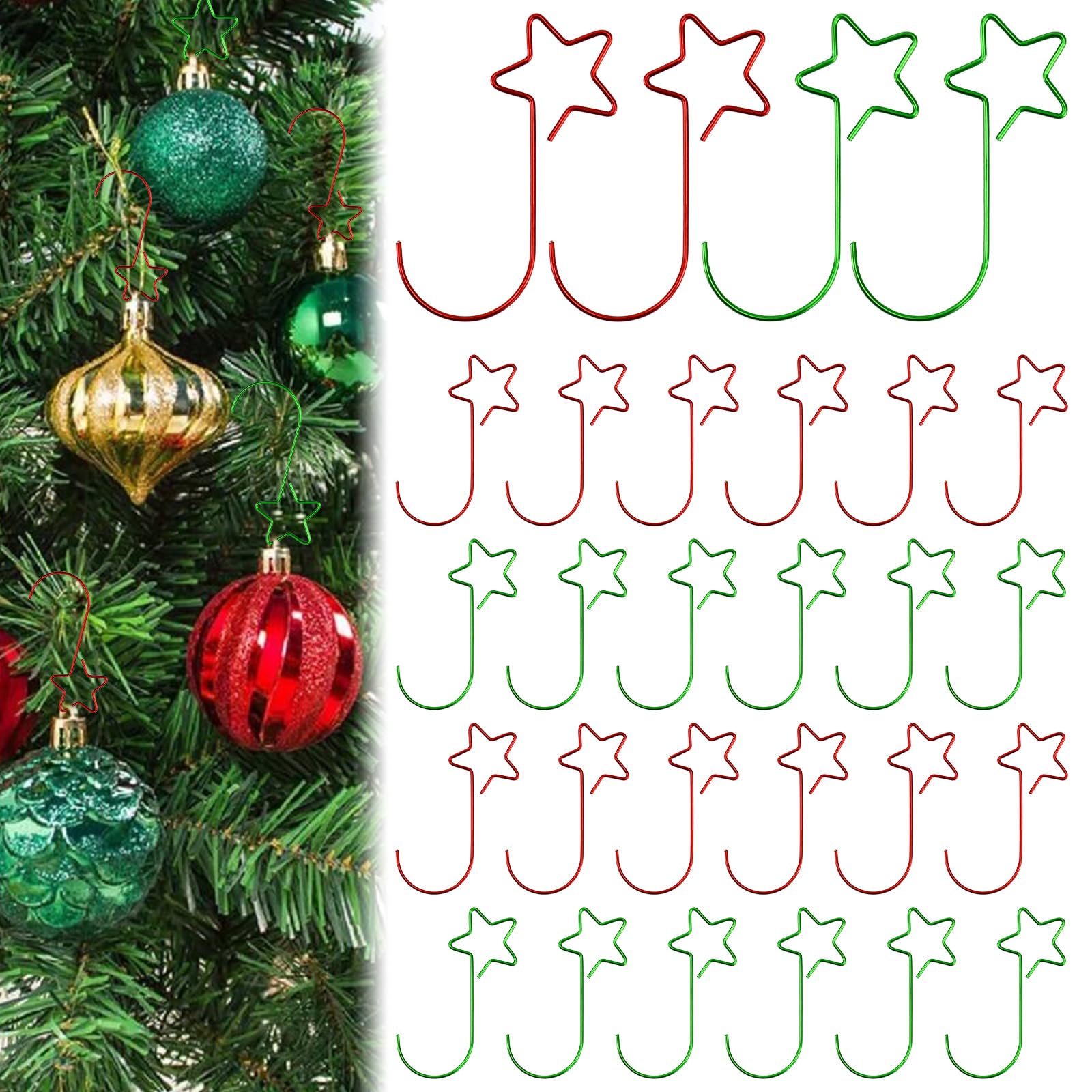 YBCCBY 120pcs Christmas Ornaments Hooks Christmas Bauble Hooks Stars ...