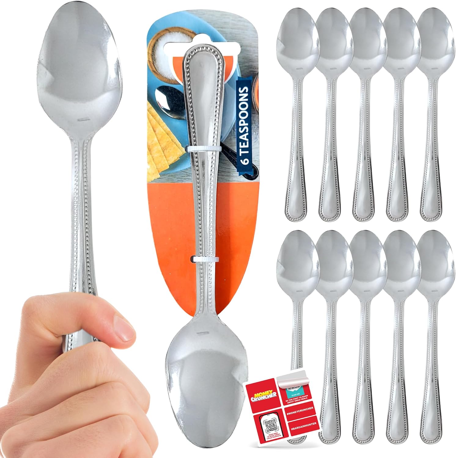 SOL Teaspoons Set of 12 - Stainless Steel Teaspoons Set of 6 x 2 for ...