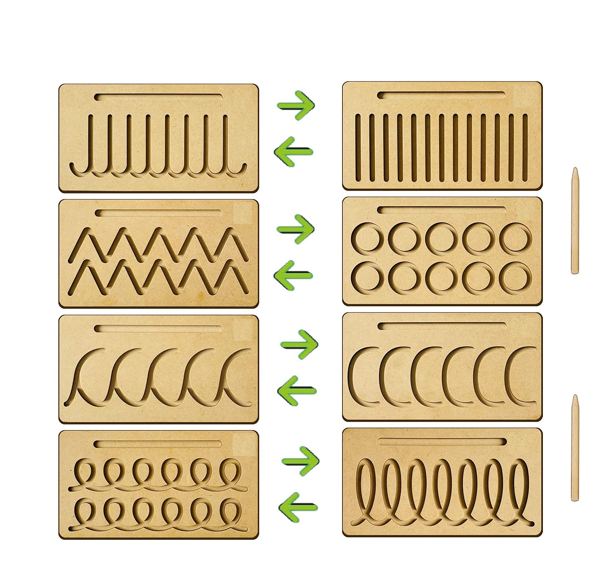 Wooden Tracing Board Pattern and Shape for Kids Handwriting Counting ...
