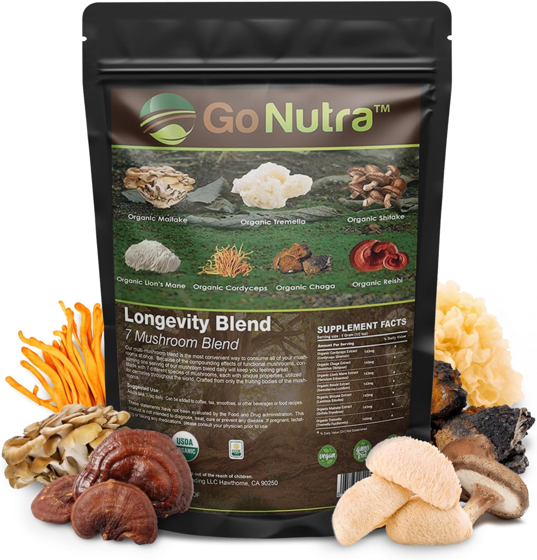Amazon.com : 14 Mushroom Blend Powder Certified Organic 1 lb. Bulk ...