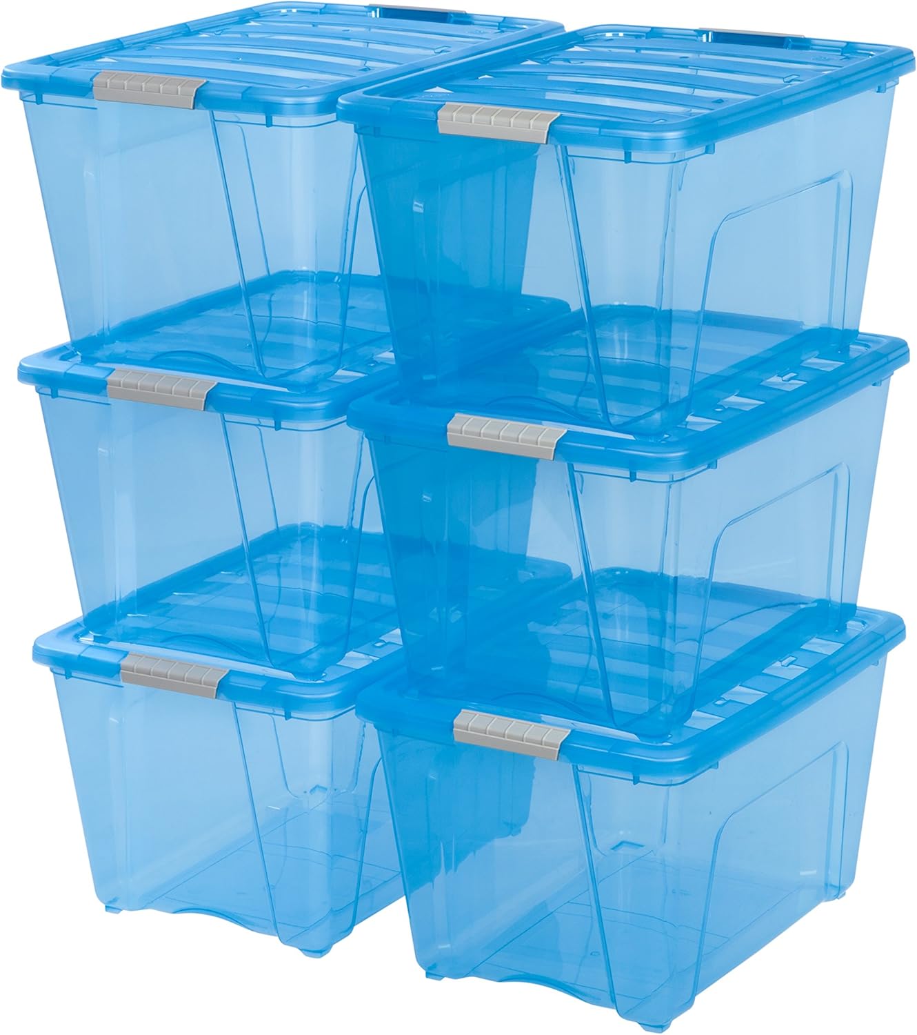 Amazon.com - IRIS 53 Quart Stack & Pull Box, 6 Pack, Blue - Lidded Home ...