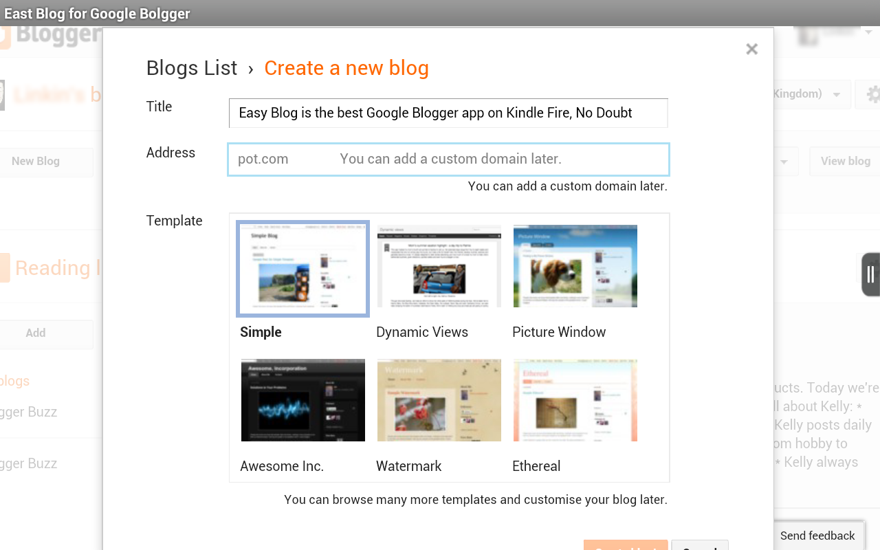 Easy Blog for Google Blogger - App on Amazon Appstore