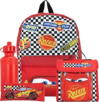 Disney Cars Backpack Set 4 Piece | Lightning McQueen Backpack Pencil ...