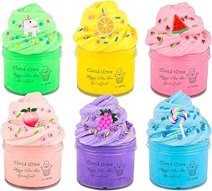 6 Pack Premium Scented Cloud Slime Kit, Smooth Slime with Peachybbies ...