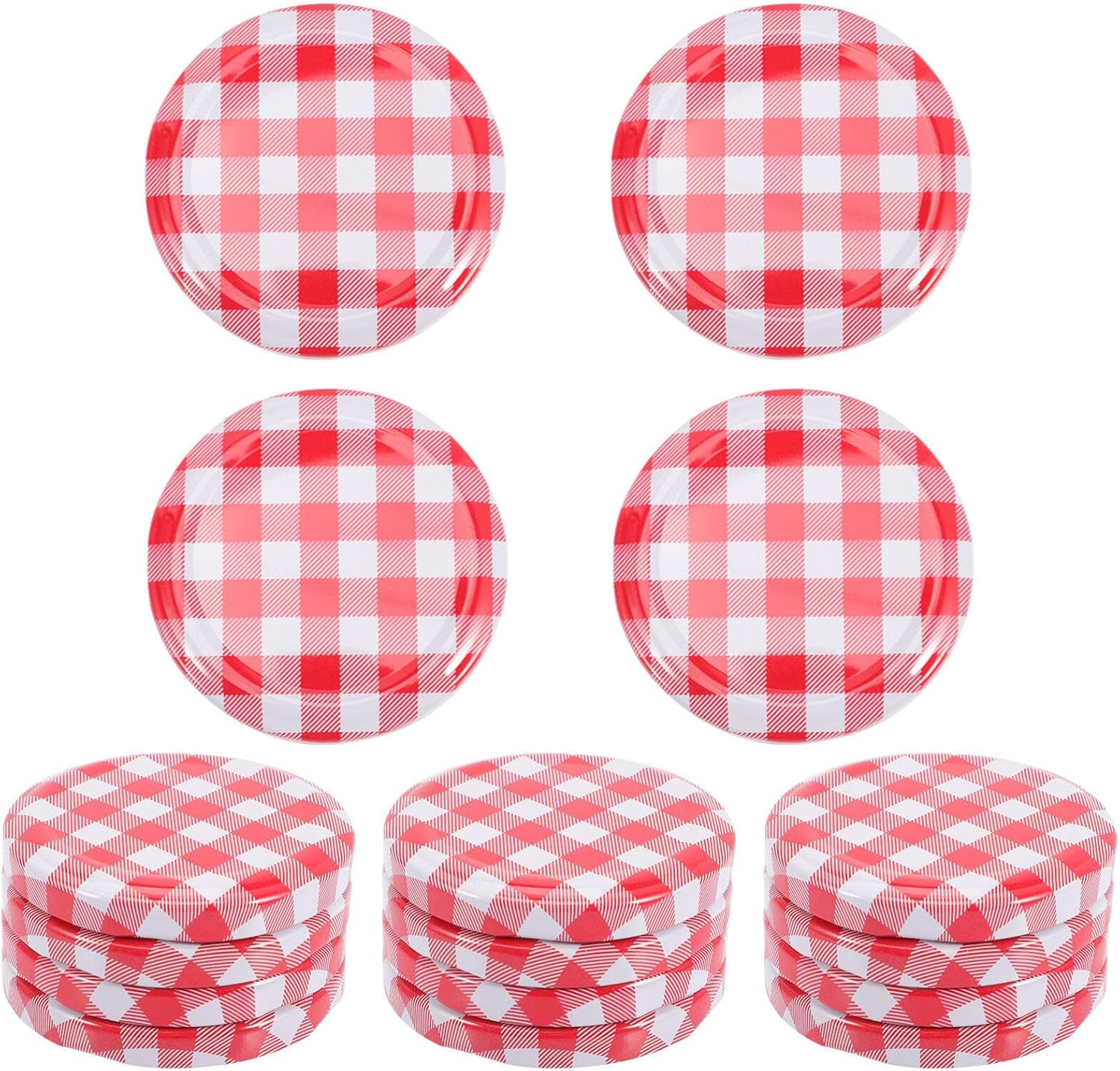 Kichvoe 40pcs Gingham Jam Jar Lids Regular Mouth Canning Jars Caps ...