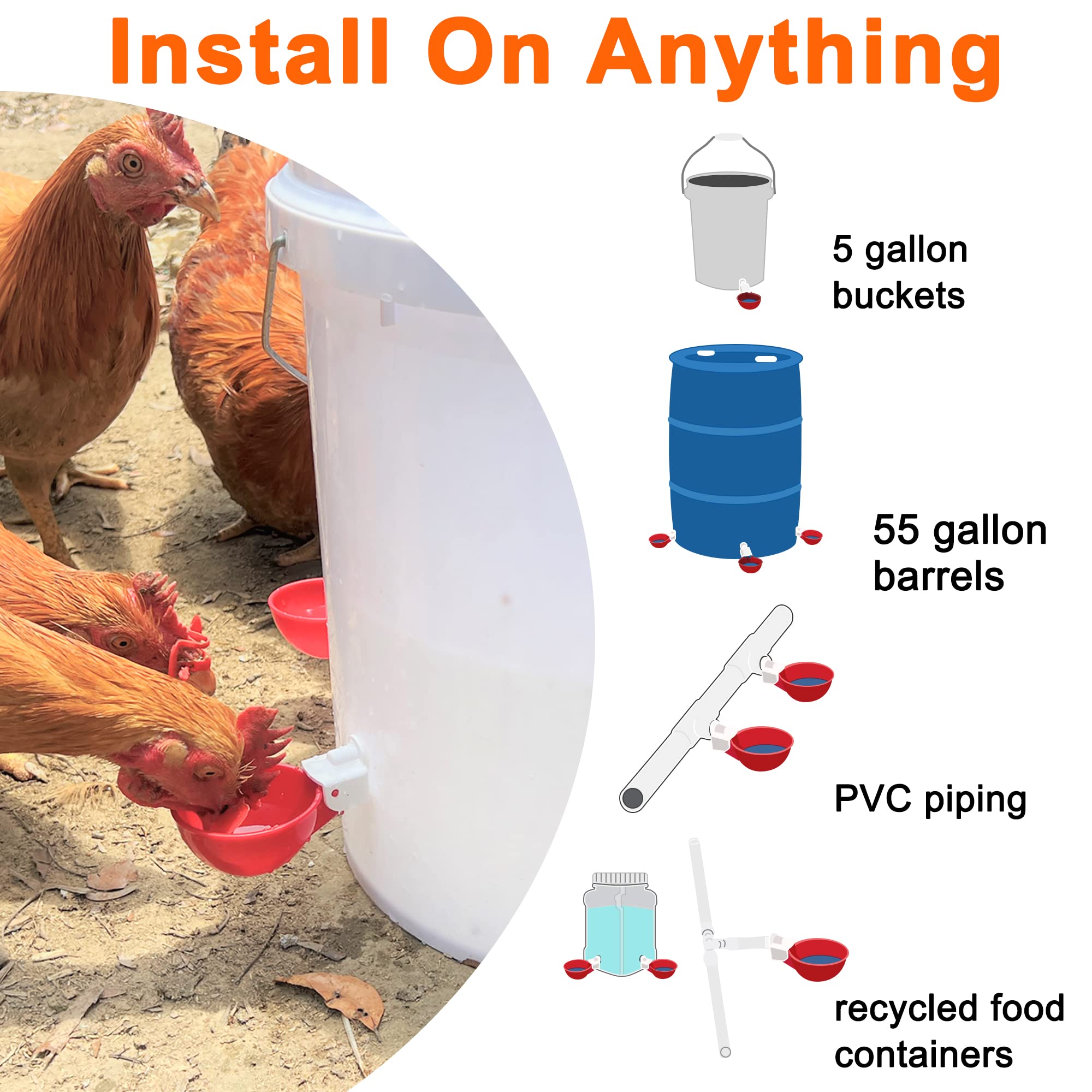 Snapklik.com : DIY Chicken Waterer Cups, 2 Pack Automatic Chicken Water ...