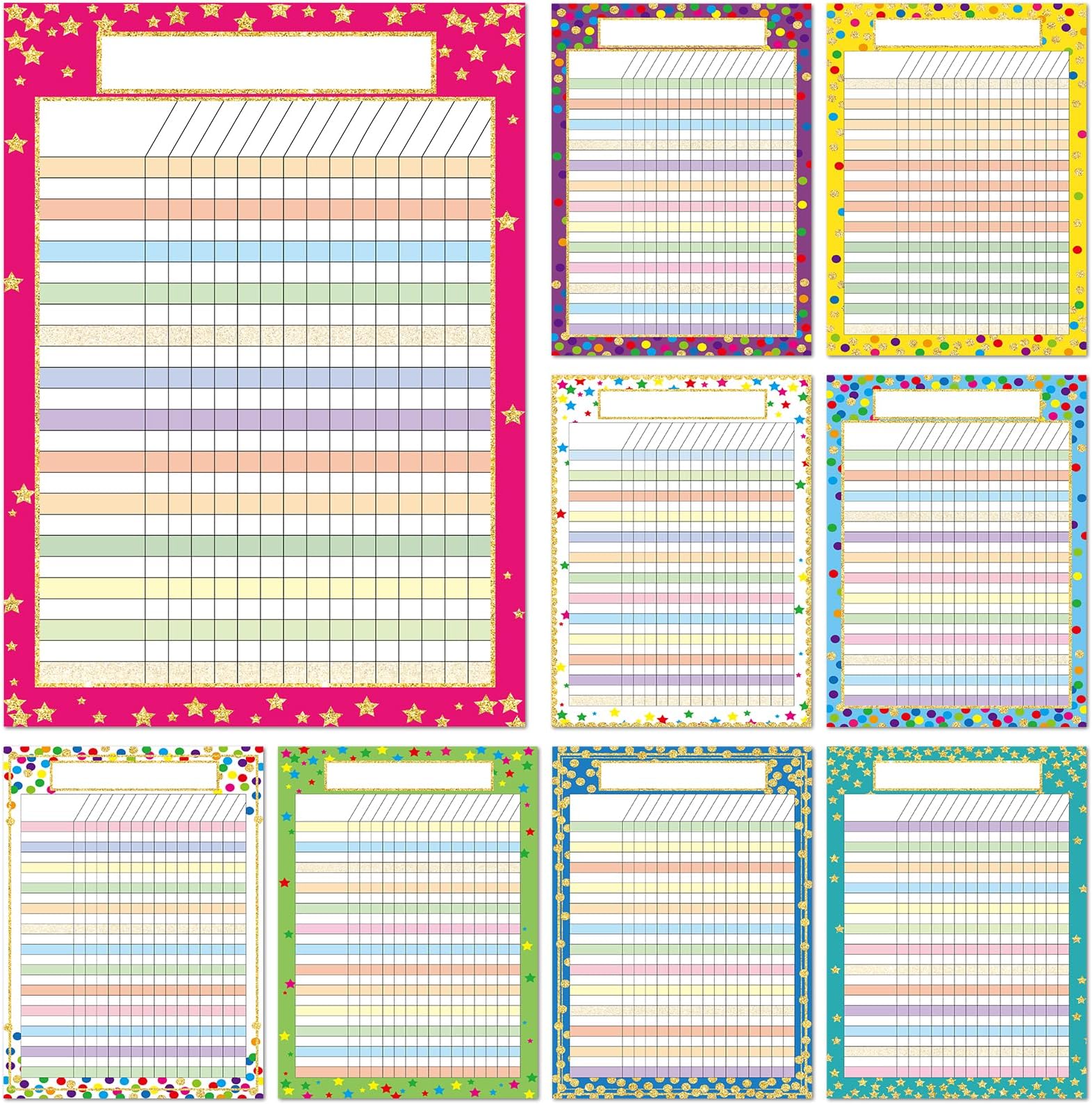 Amazon.com: 16 Sheets Incentive Charts for Classroom, Vertical Sticker ...