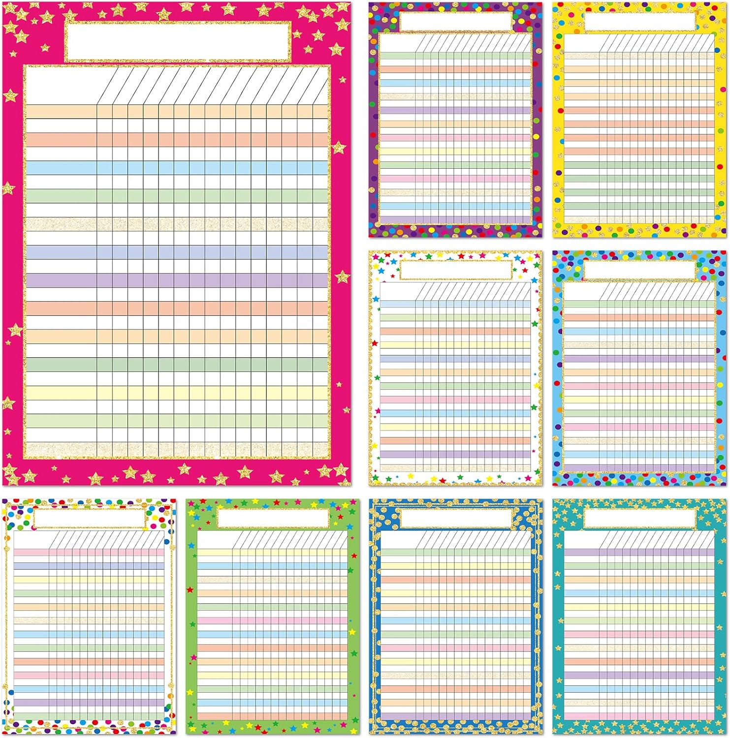 Amazon.com : 9 PCS Confetti Classroom Charts Classroom Incentive Chart ...