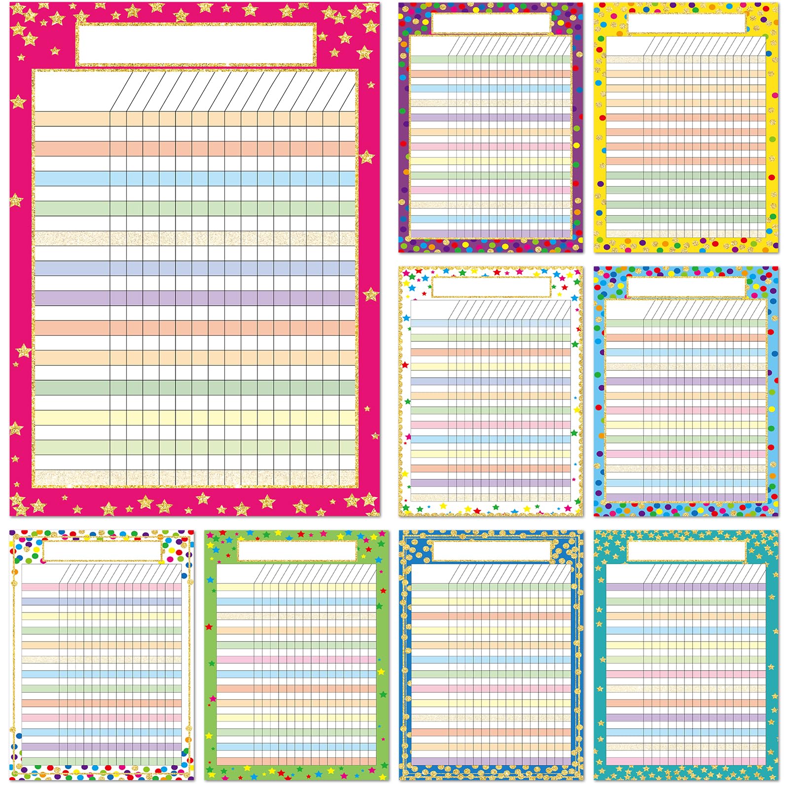 Sticker Charts For Classroom Boho Rainbow Classroom Charts - 9 Pack ...