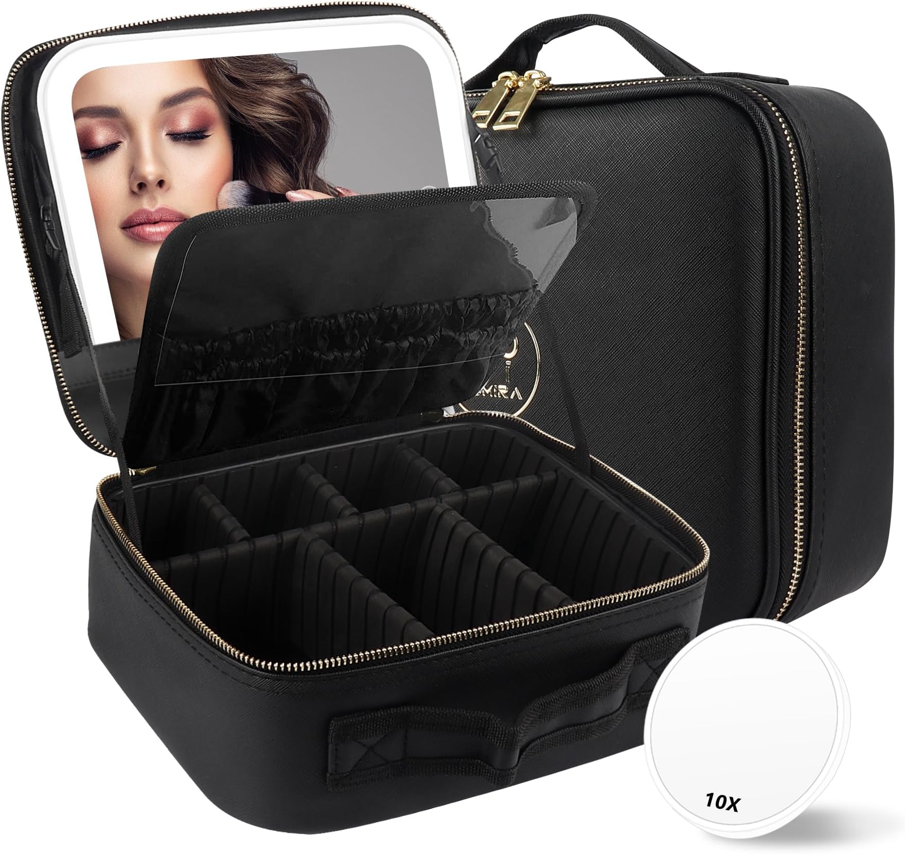 Amazon.com : Relavel Travel Makeup Bag With LED Mirror, Cosmetic Train ...