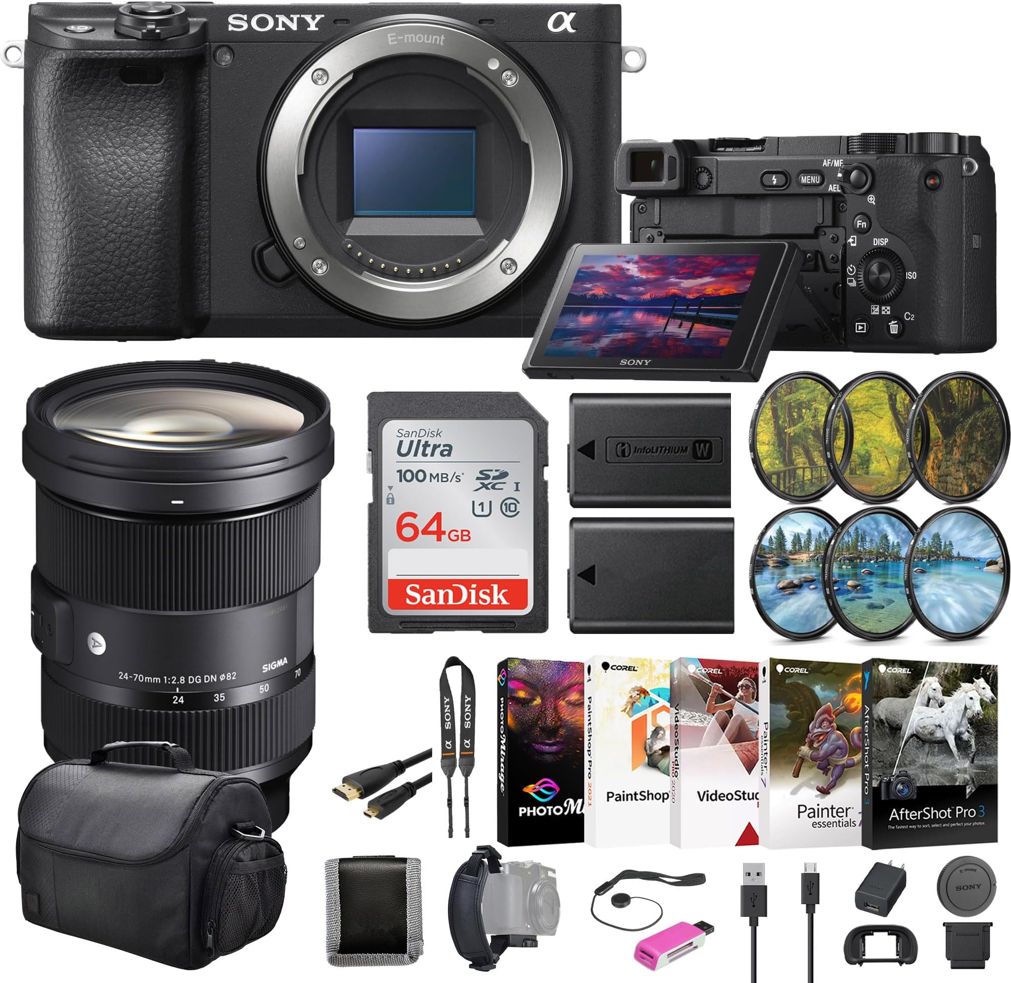 Amazon.com : Sony a6400 Mirrorless Camera ILCE-6400/B, Sigma 24-70mm f ...