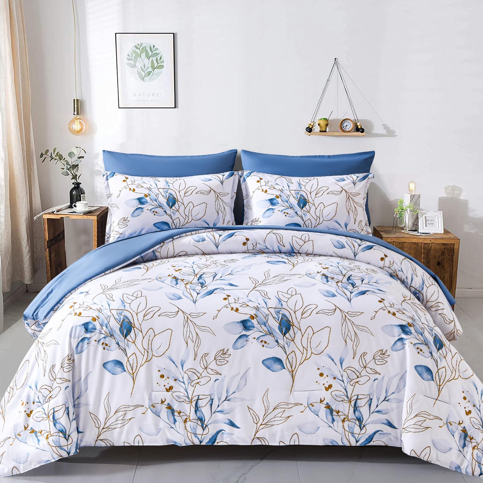 Amazon.com: Chanasya Premium Layered Leaf Queen Comforter Set - Soft ...