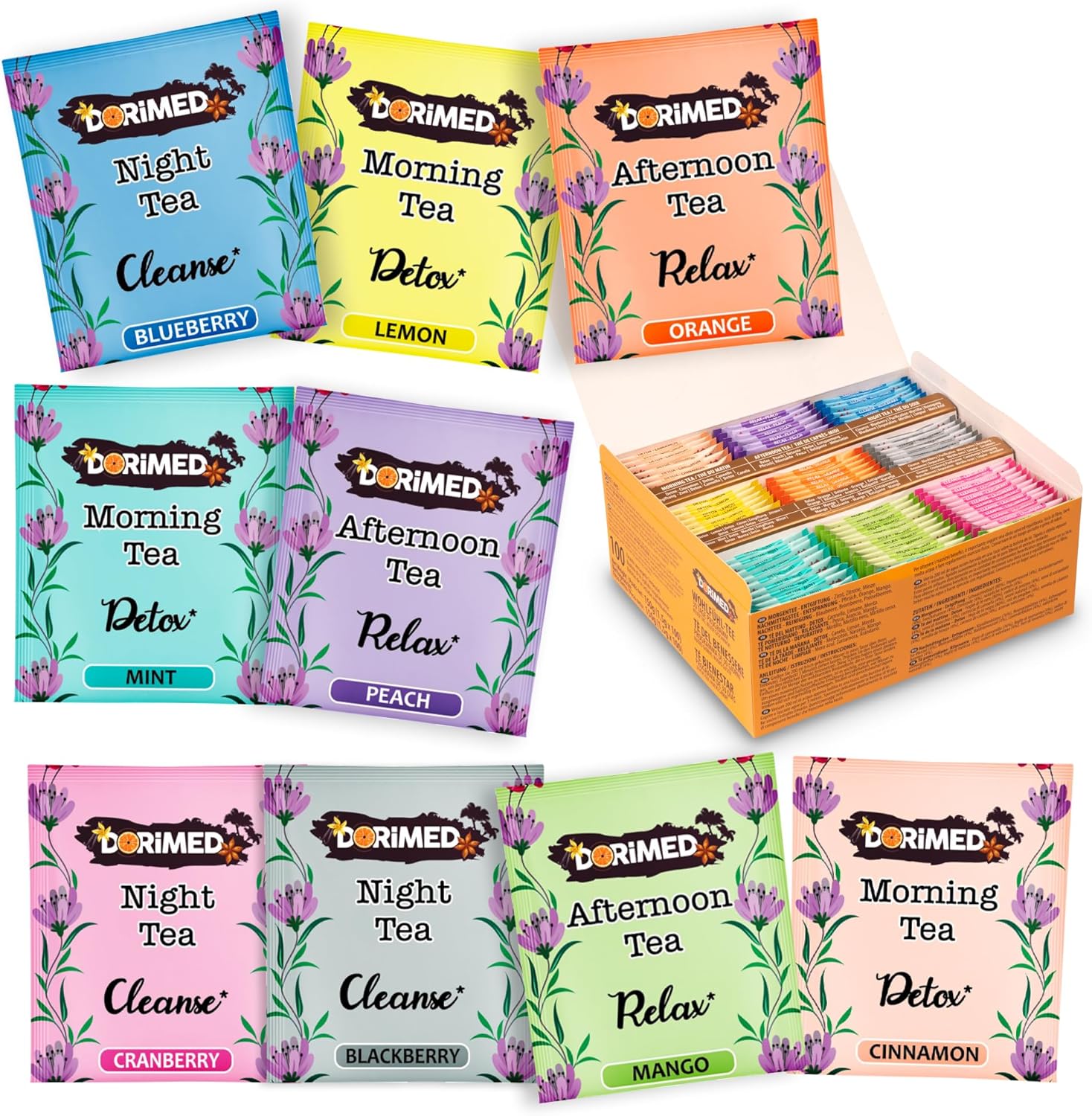 Tea Assortment Gift Box: 100% Natural, Sugar-Free, Gluten-Free & GMO ...