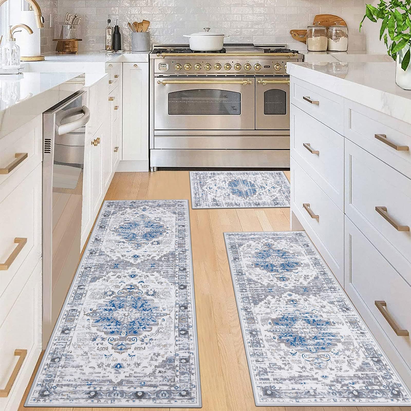 Amazon.com: Pauwer Kitchen Rugs Sets of 3 Non Slip Washable Kitchen ...