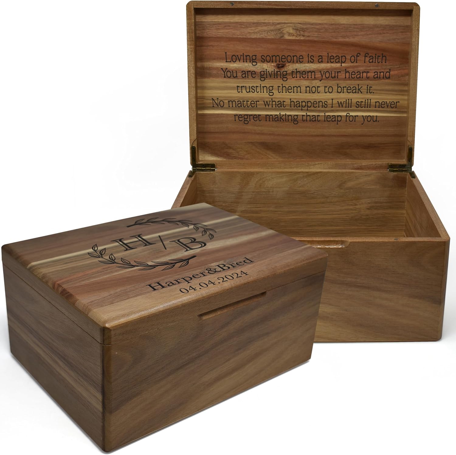 Amazon.com: Personalized Wedding Keepsake Box Large - Acacia Wood ...