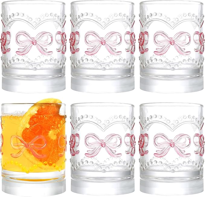 Amazon.com | 11OZ Ribbed Glass Coffee Cups Set of 6, Vintage French ...