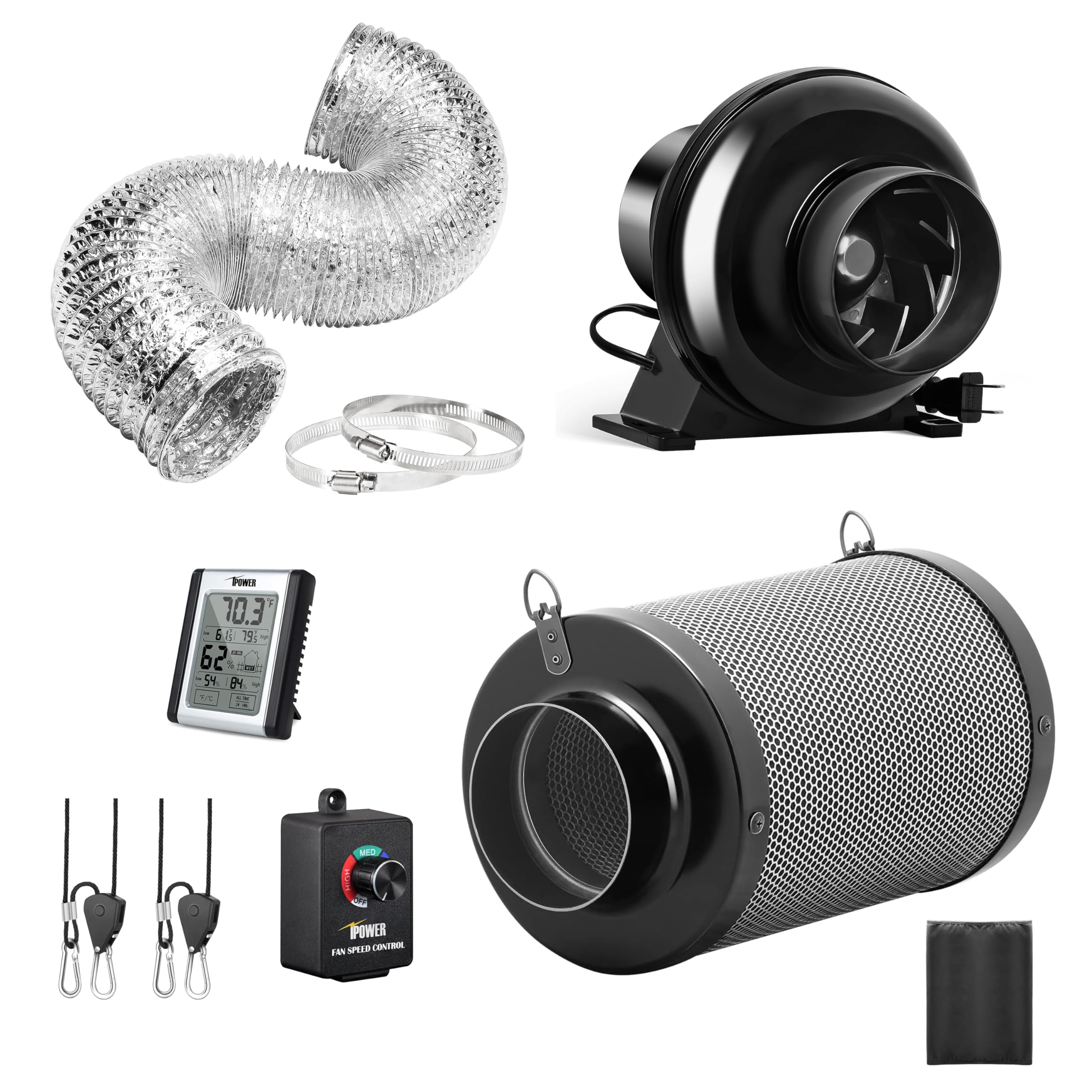 Snapklik.com : iPower 4 Inch 195 CFM Inline Fan