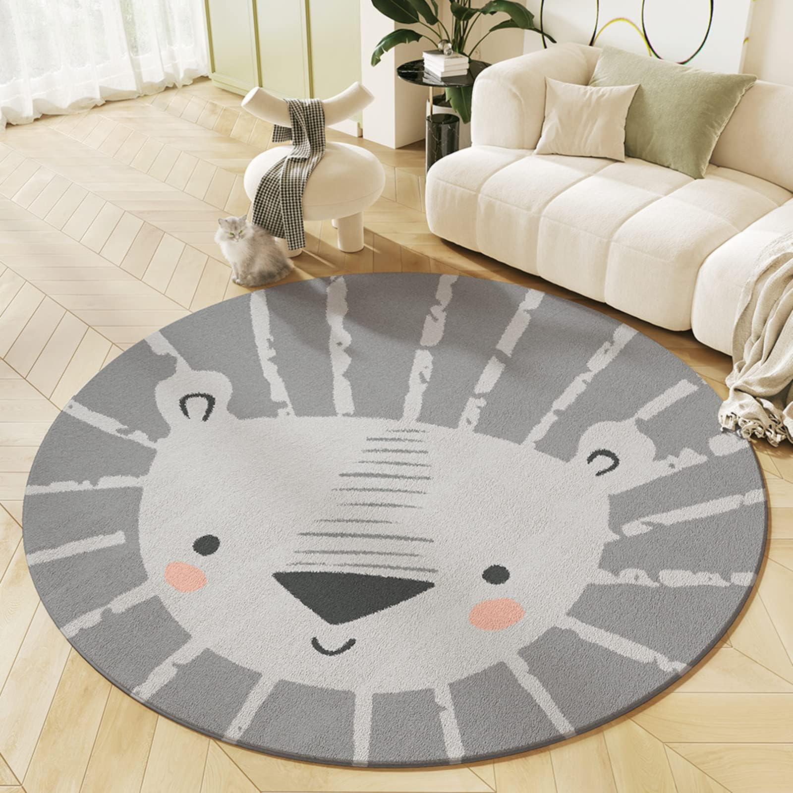 Fouriding ABC Alphabet Round Rug Soft Cartoon Plush Rug Cute Carpet Non ...