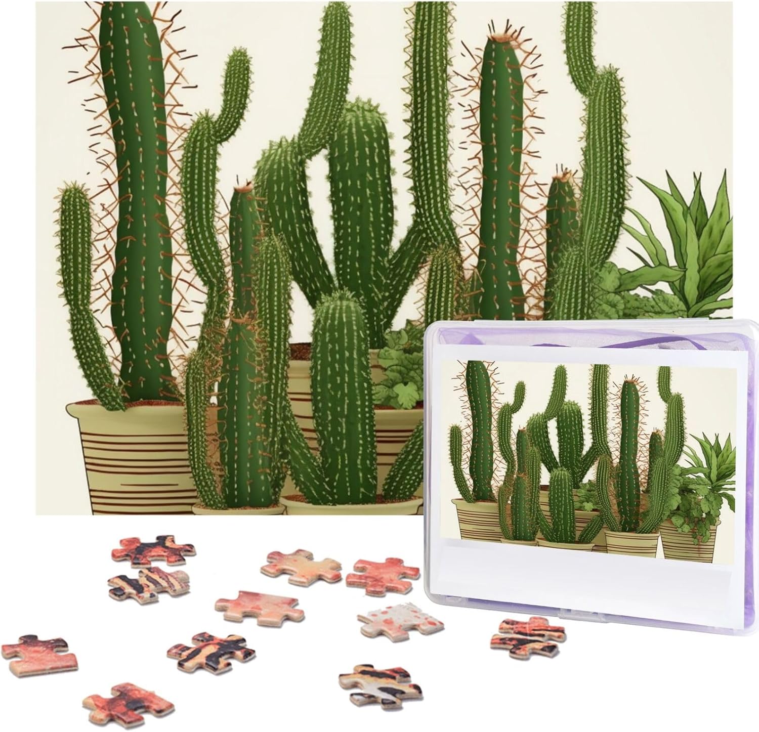 Amazon.com: Cactus Tropical Plant Puzzles 500 Pieces Wooden Jigsaw ...