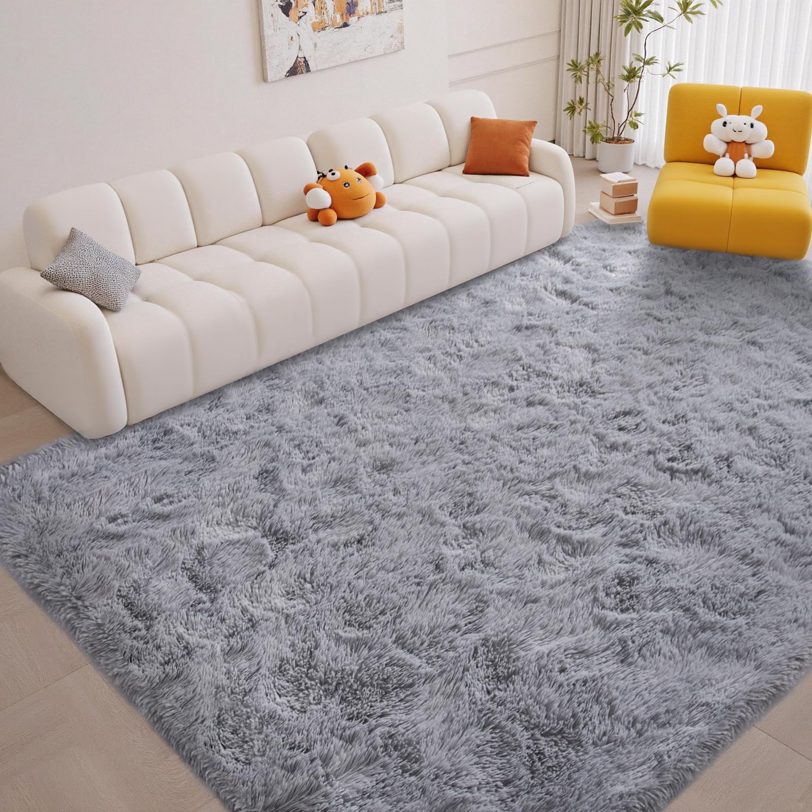 Amazon.com: FinRèc Soft Grey Rugs for Bedroom Living Room, 4x6 Feet ...