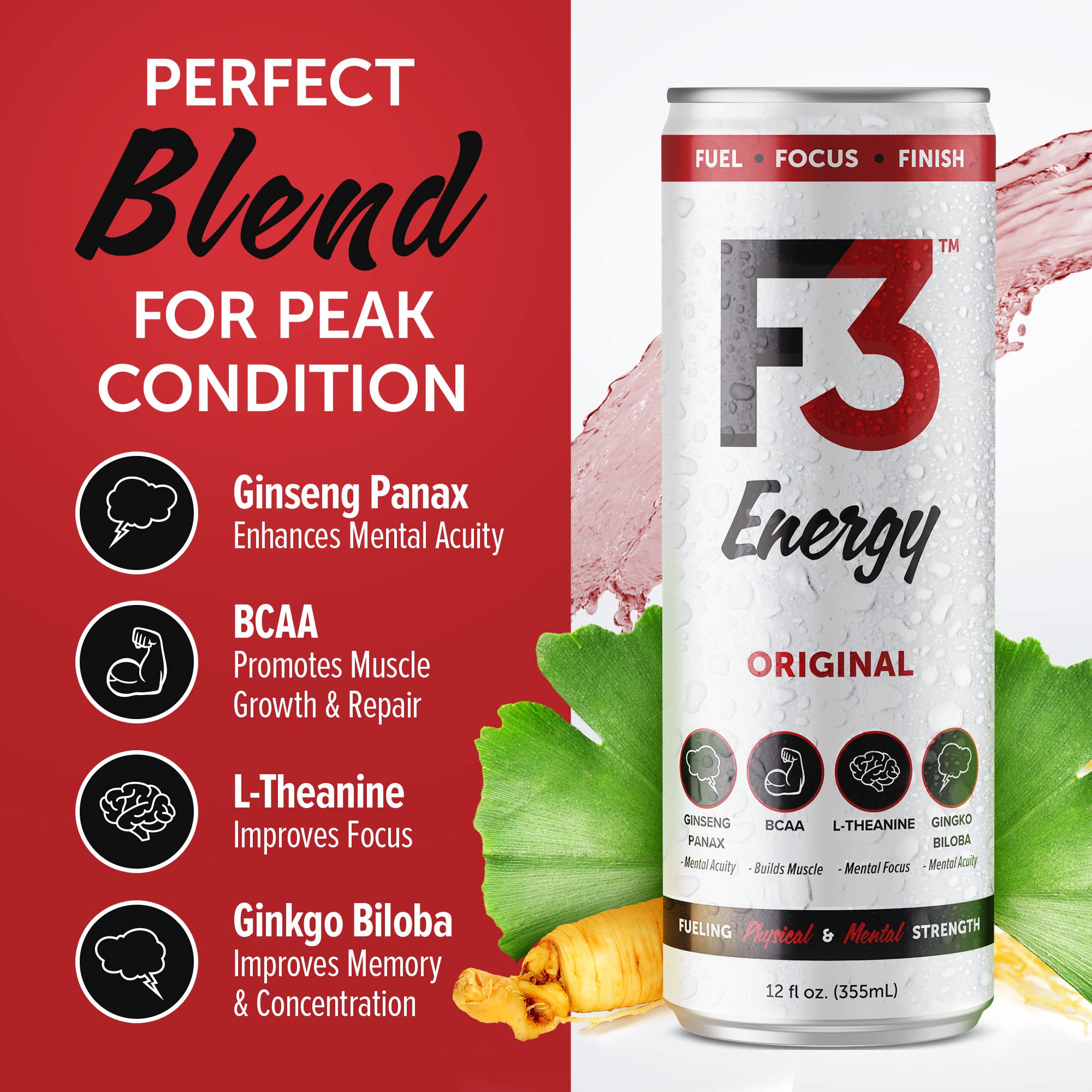 F3 Energy - Original Energy Drink, Muscle Building Sports Drinks w/BCAA ...