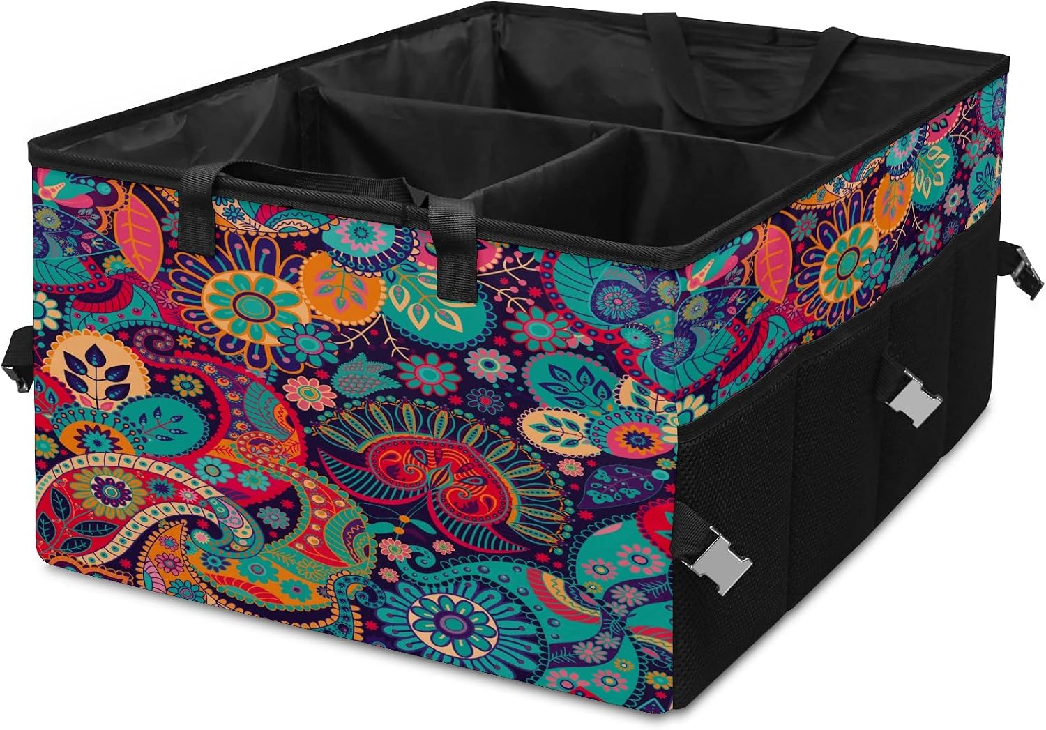 Amazon.com: SAVHOQIR Auto Car Trunk Organizer Colorful Ethnic Floral ...